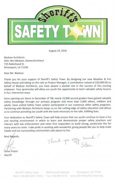 Bledsoe Architects - Caddo Parish Sherrif's Satetytown: Fire Saftey ...